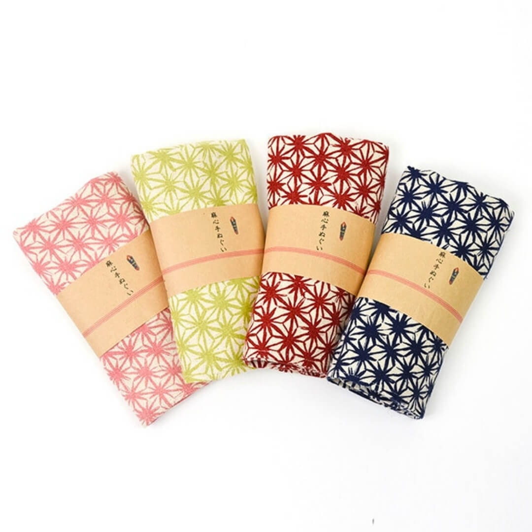 [麻処さあさ] ヘンプ100％麻手ぬぐい-麻の葉模様 – 麻市 ASA-ICHI